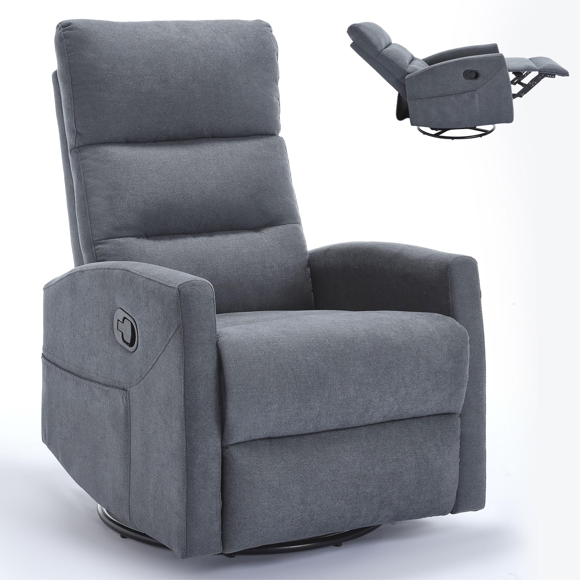 Amazon.com: Slim Swivel Rocking Chair Recliner with Pockets，Lazy Boy ...