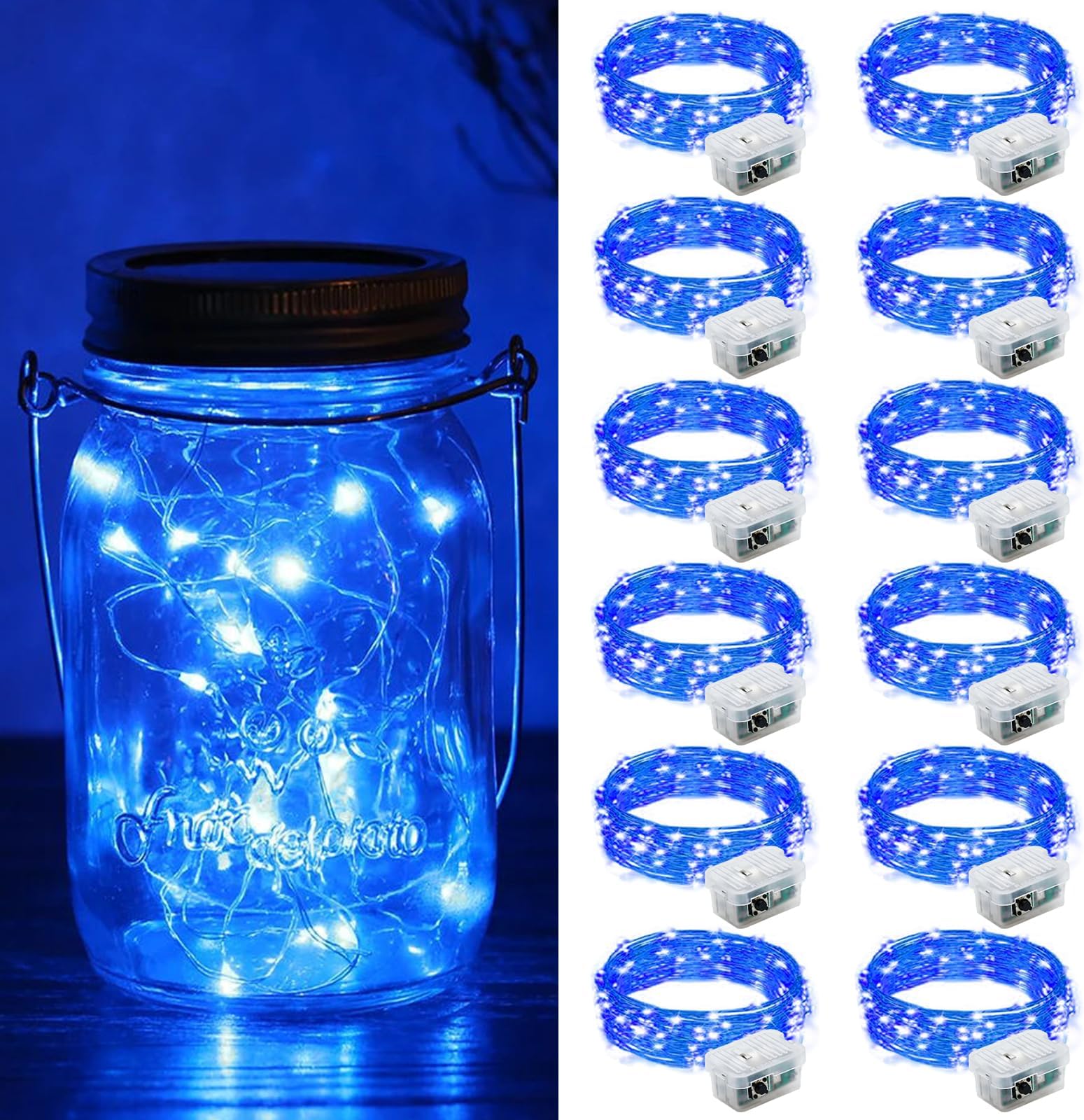Amazon.com: 12 Pack Fairy Lights Battery Operated, String Lights ...