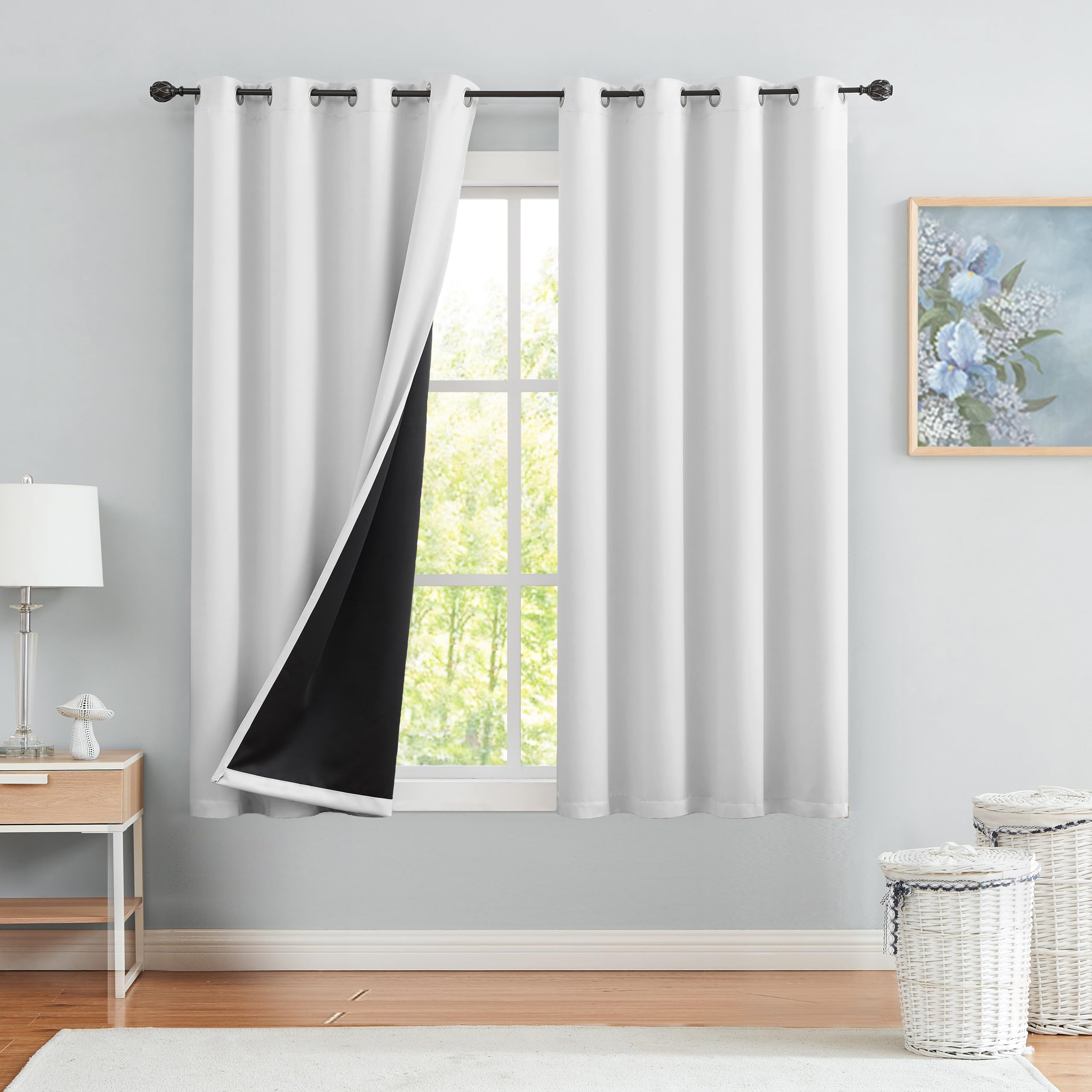 Amazon.com: Urban Lotus White Blackout Curtains for Bedroom Full Light ...