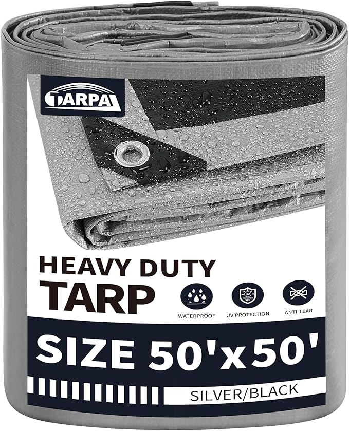 Amazon.com: TARPAL 50x50 Tarps Silver 9Mil Multipurpose Protective ...