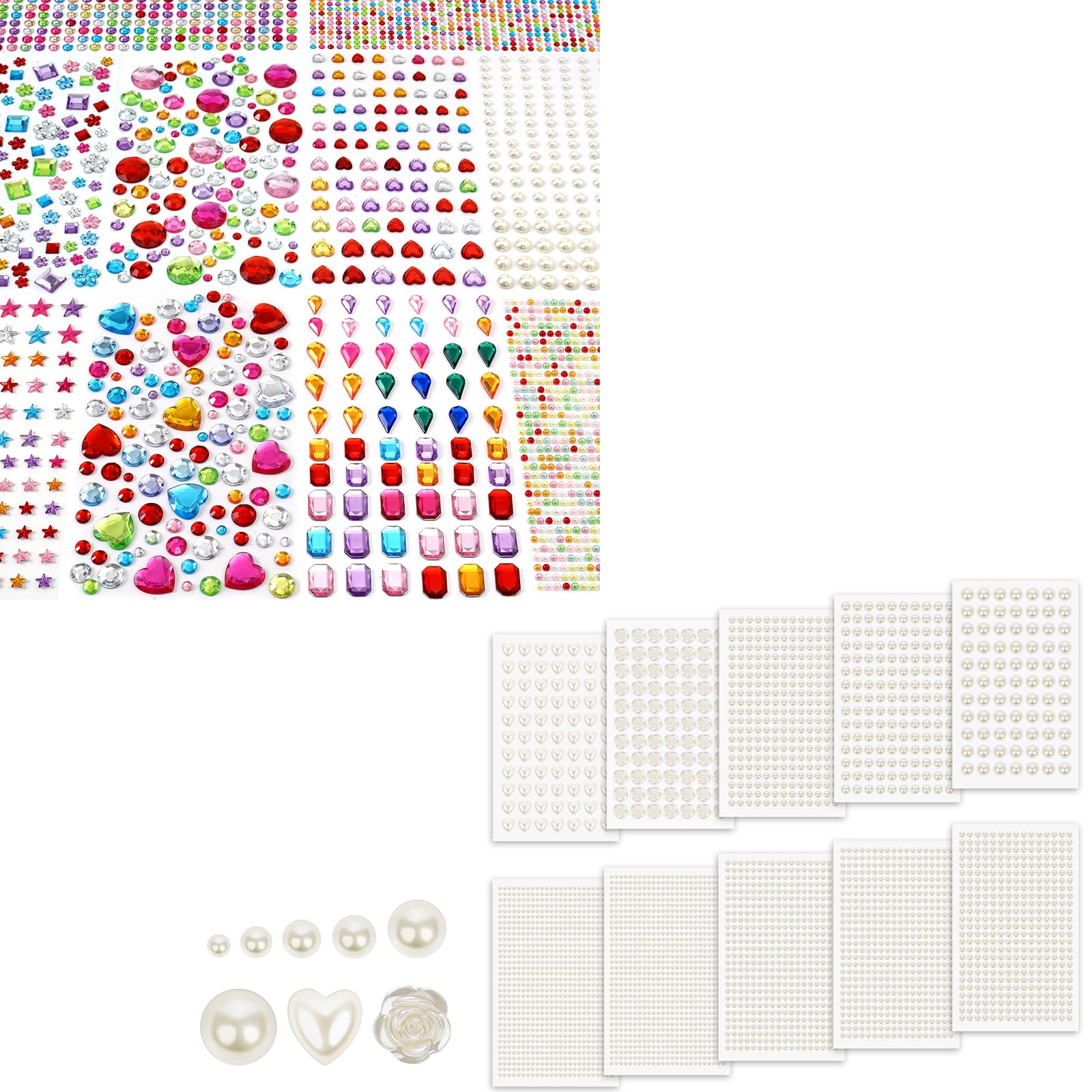 Amazon.com: 6475pcs Gem Stickers Pearl Stickers - Self Adhesive ...