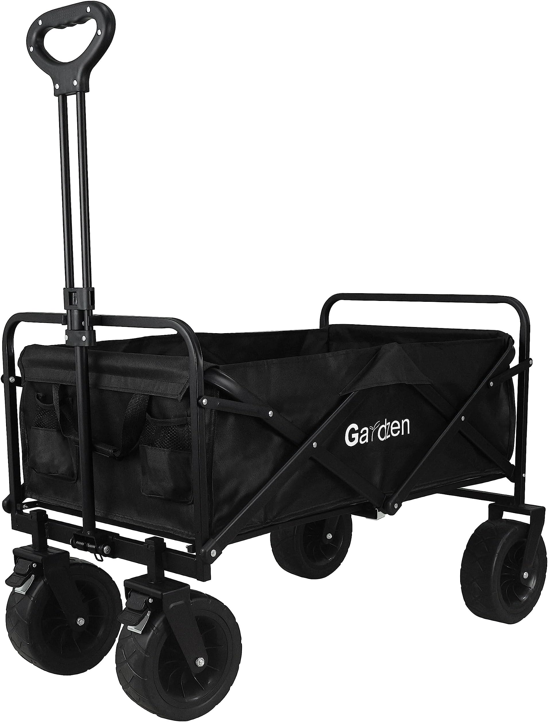 Amazon.com: Gardzen Collapsible Cart, Garden Wagon with All-Terrain ...