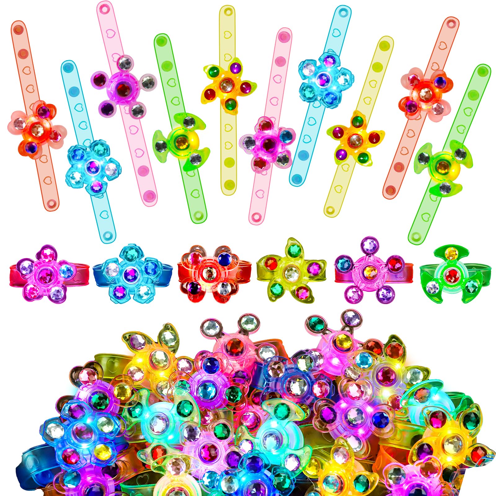 24PCS LED Light Up Fidget Spinner Bracelets Birthday Party Favors for ...