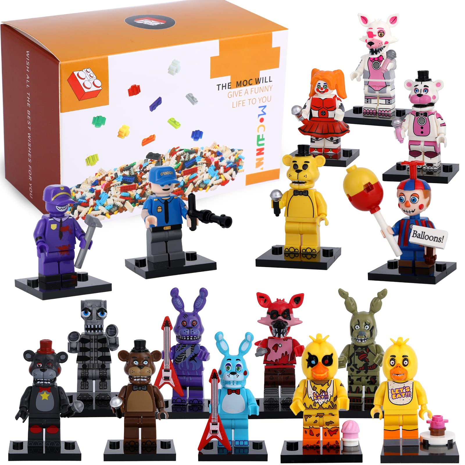 Cartoon Anime Fnaf Minifigures Sets 16 Pcs Five Nights At | Desertcart ...