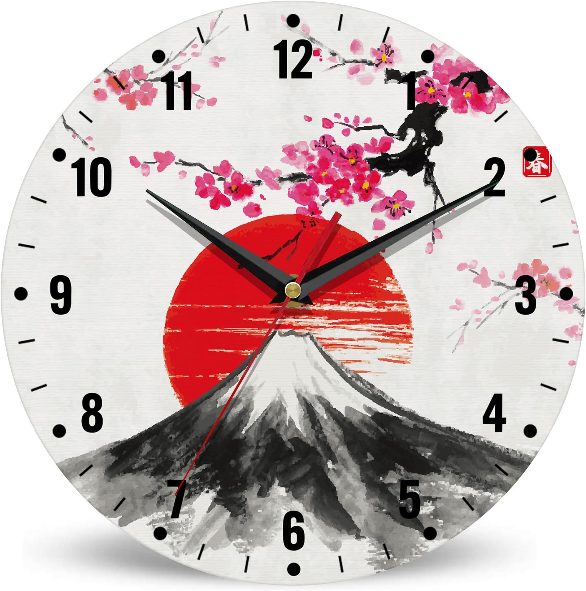 Amazon.com: AUUXVA Wall Clock Japan Japanese Sakura Tree Landscape ...