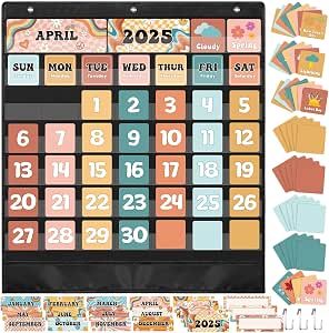 Retro Calendar Classroom Fulmoon Classroom Calendar Pocket Chart Set ...