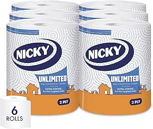 Amazon.com : Nicky Unlimited Multipurpose Towel – 6 Rolls Per Pack, 3 ...