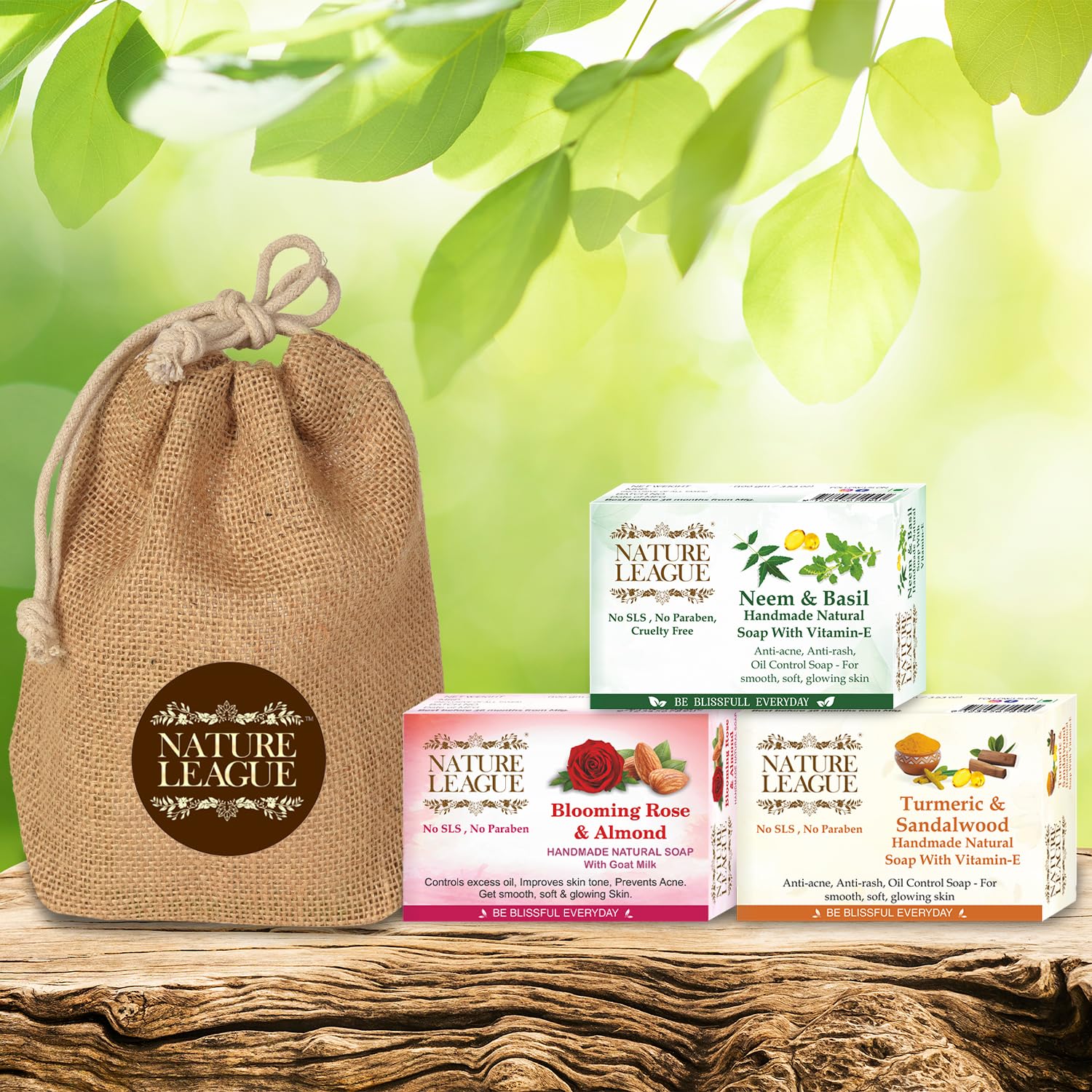 Buy NATURE LEAGUE-Natural Handmade Soap Combo Gift Pack in Jute Bag ...