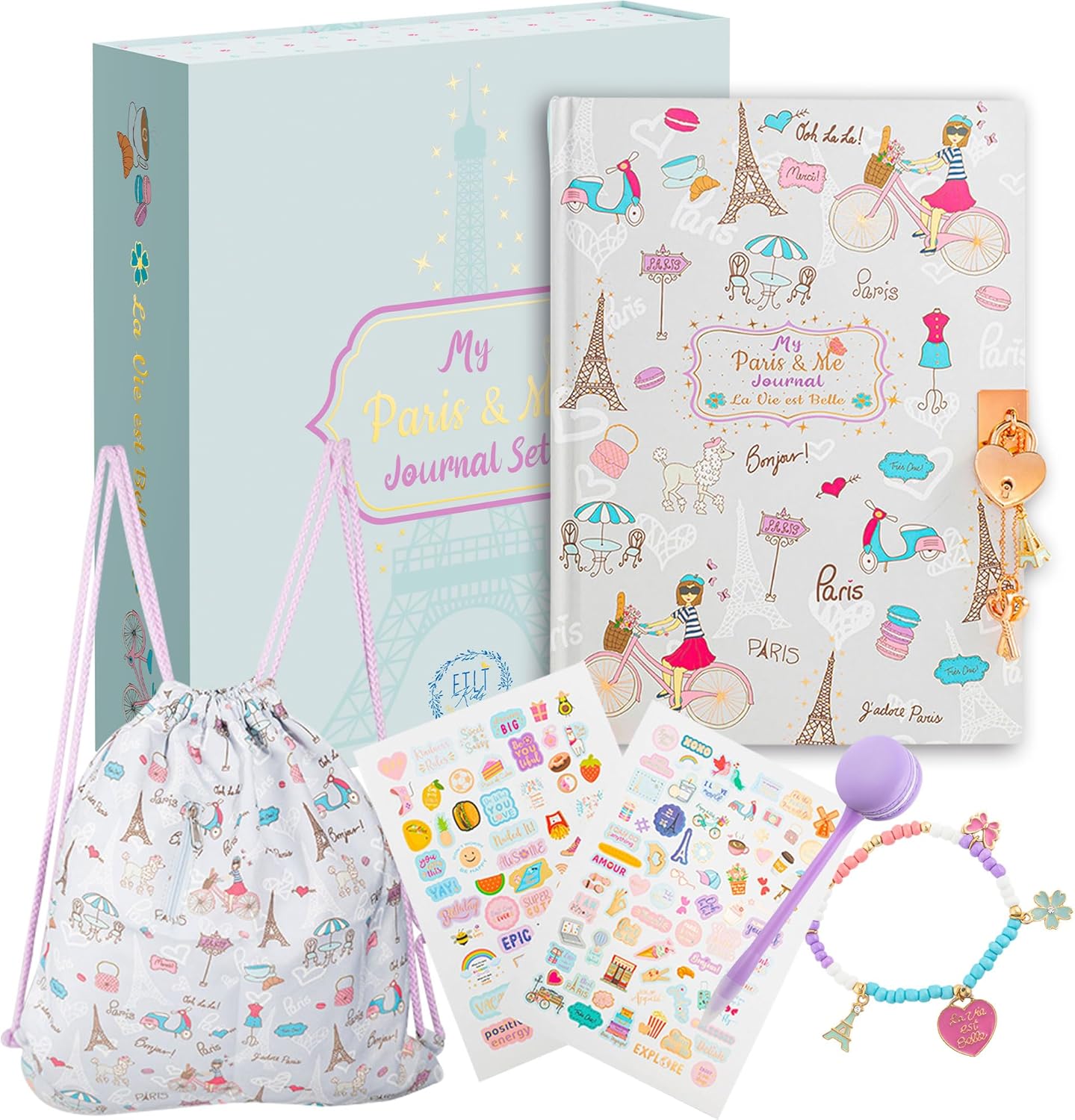 Deluxe Paris Locking Journal Set by ETLT Kids- Heart Lock Journal Set ...