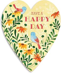 Amazon.com: DEMDACO Have A Happy Day Floral Bird Heart 10.5 x 8.5 ...