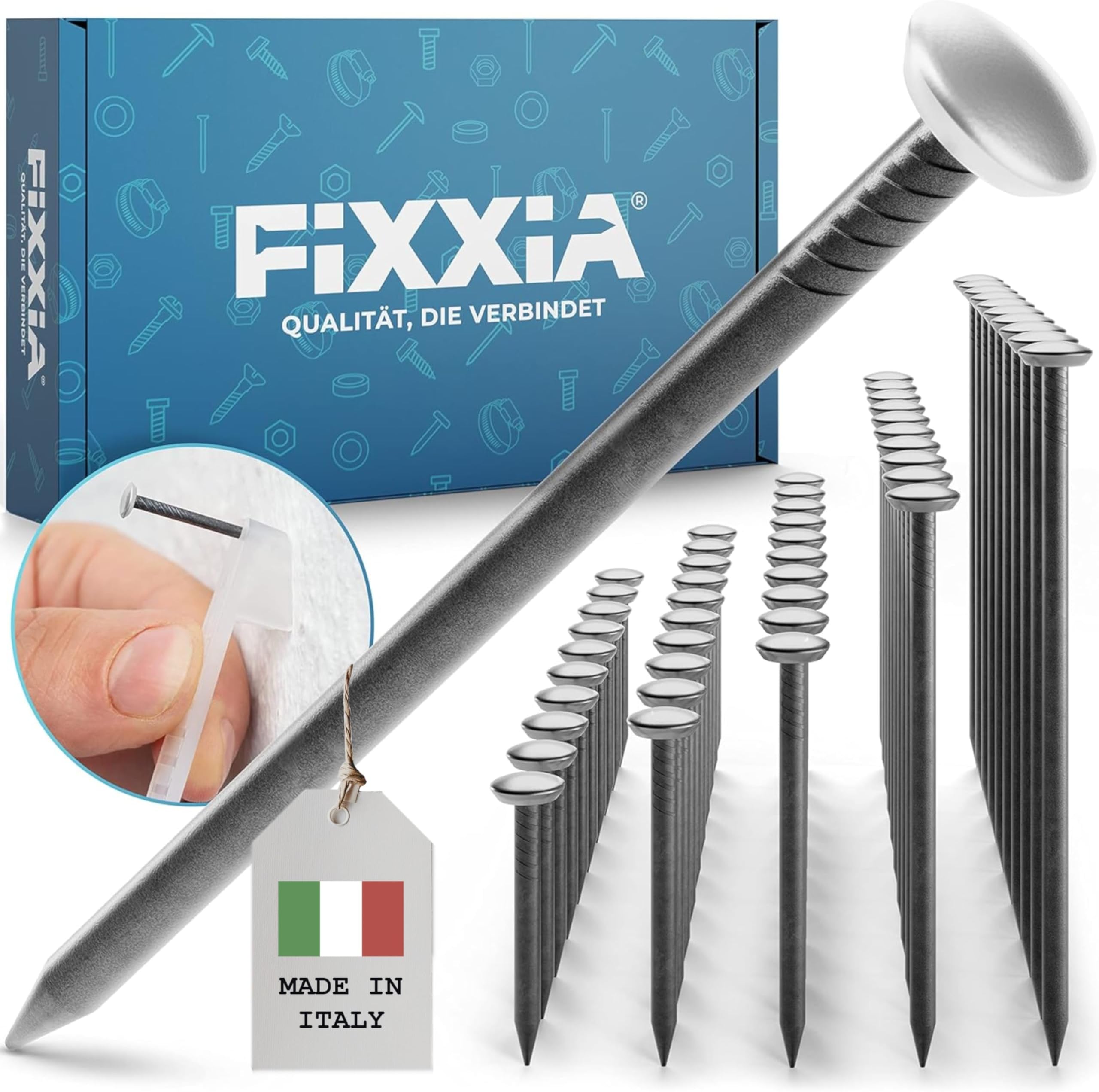 RIKAMA® – 50 Bildernägel im Mix aus je 10 x 20mm, 25mm, 30mm, 40mm ...