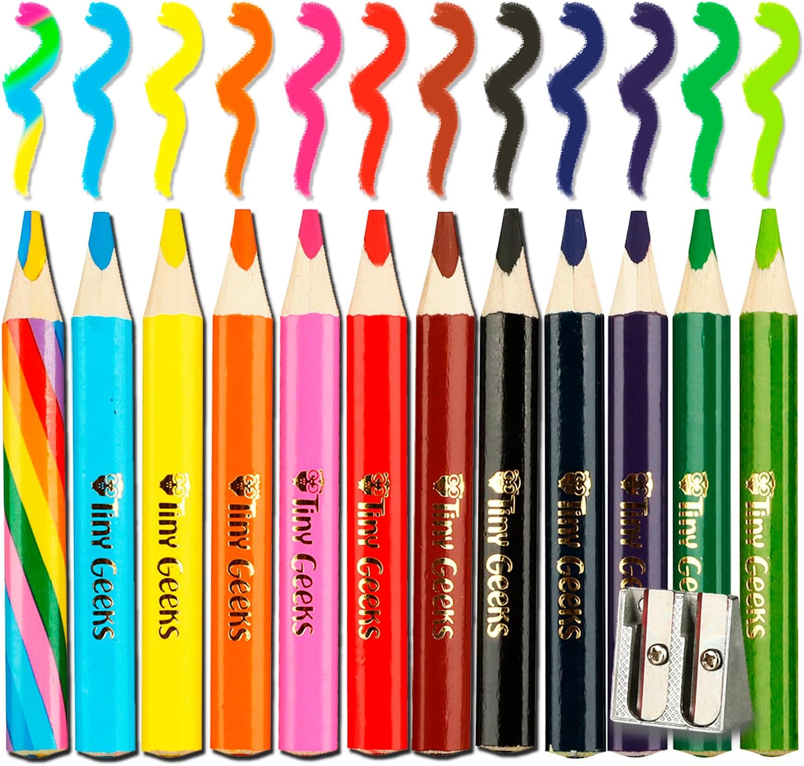 Amazon.com: TinyGeeks Jumbo Pencils - NEW -12 Triangle Short Colored ...