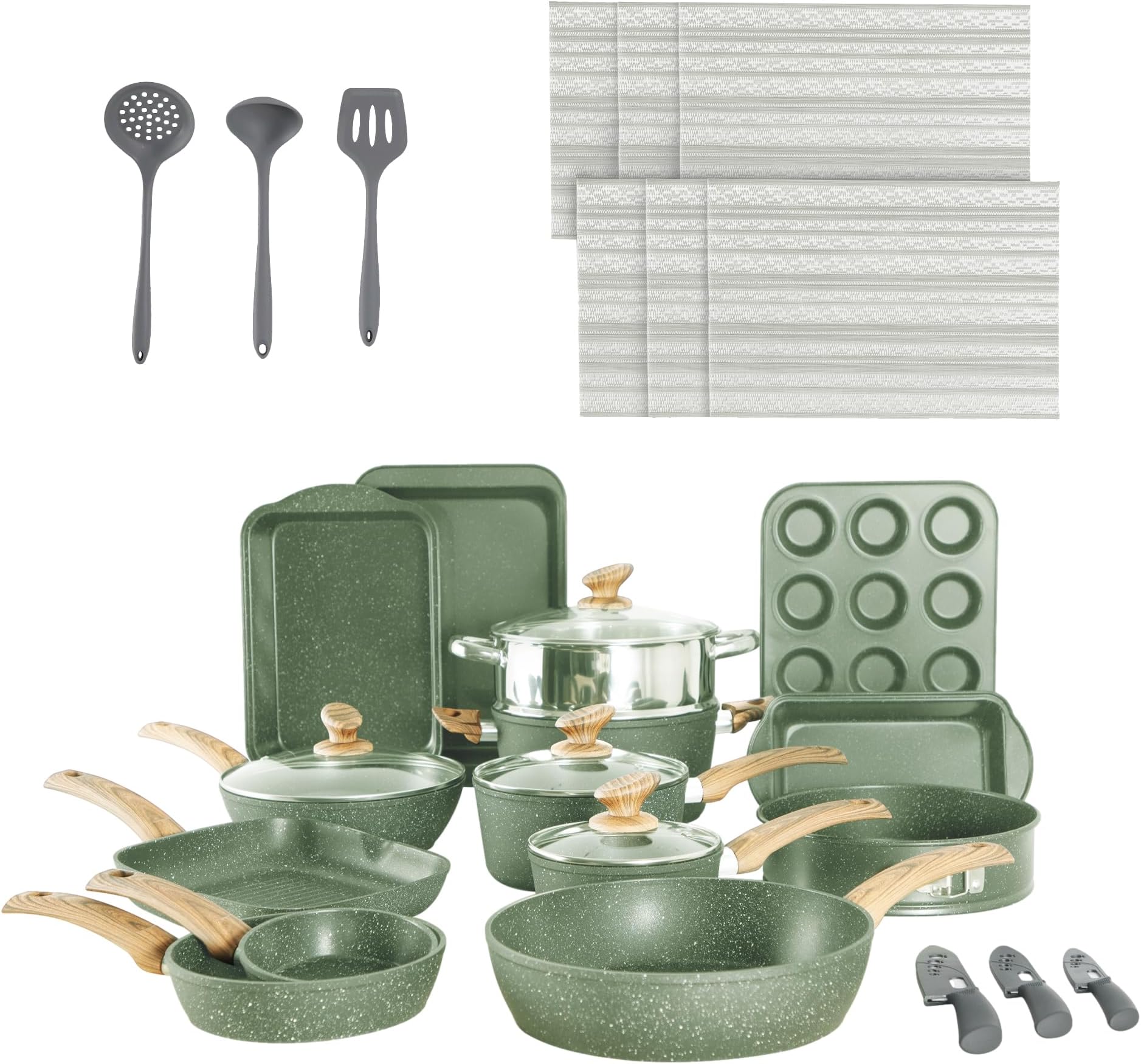 Amazon.com: Pots and Pans Set Non Stick - VONIKI Ceramic Cookware Set ...