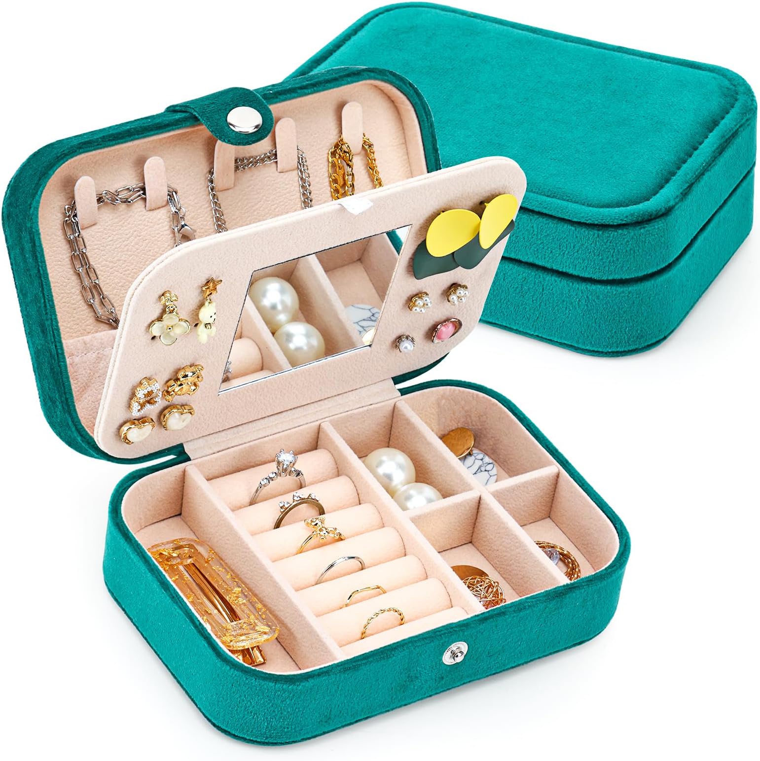 Amazon.com: Fixwal Travel Jewelry Case, Plush Velvet Jewelry Organizer ...