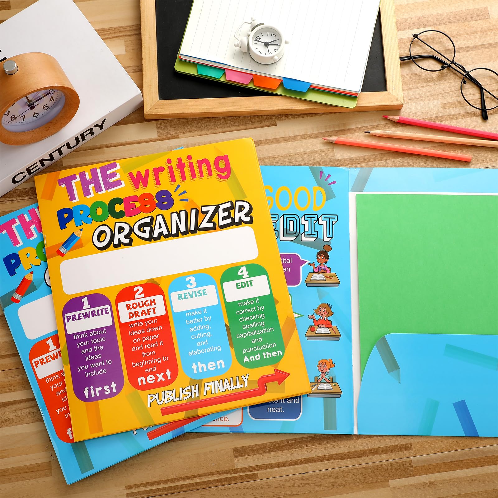 Writing Process Folders 24 Pcs - 4 Pocket Laminated Student Folders For ...