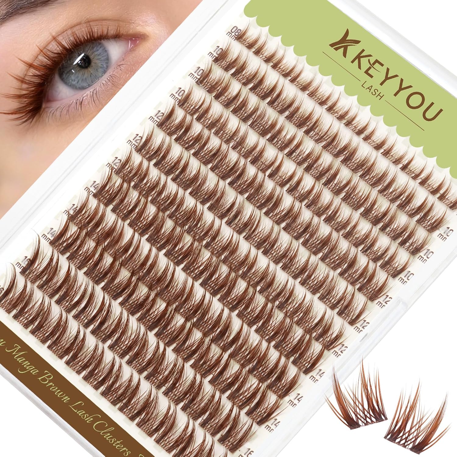 Amazon.com: KEYYOU Brown Lash Clusters Manga Cluster Eyelash Extensions ...