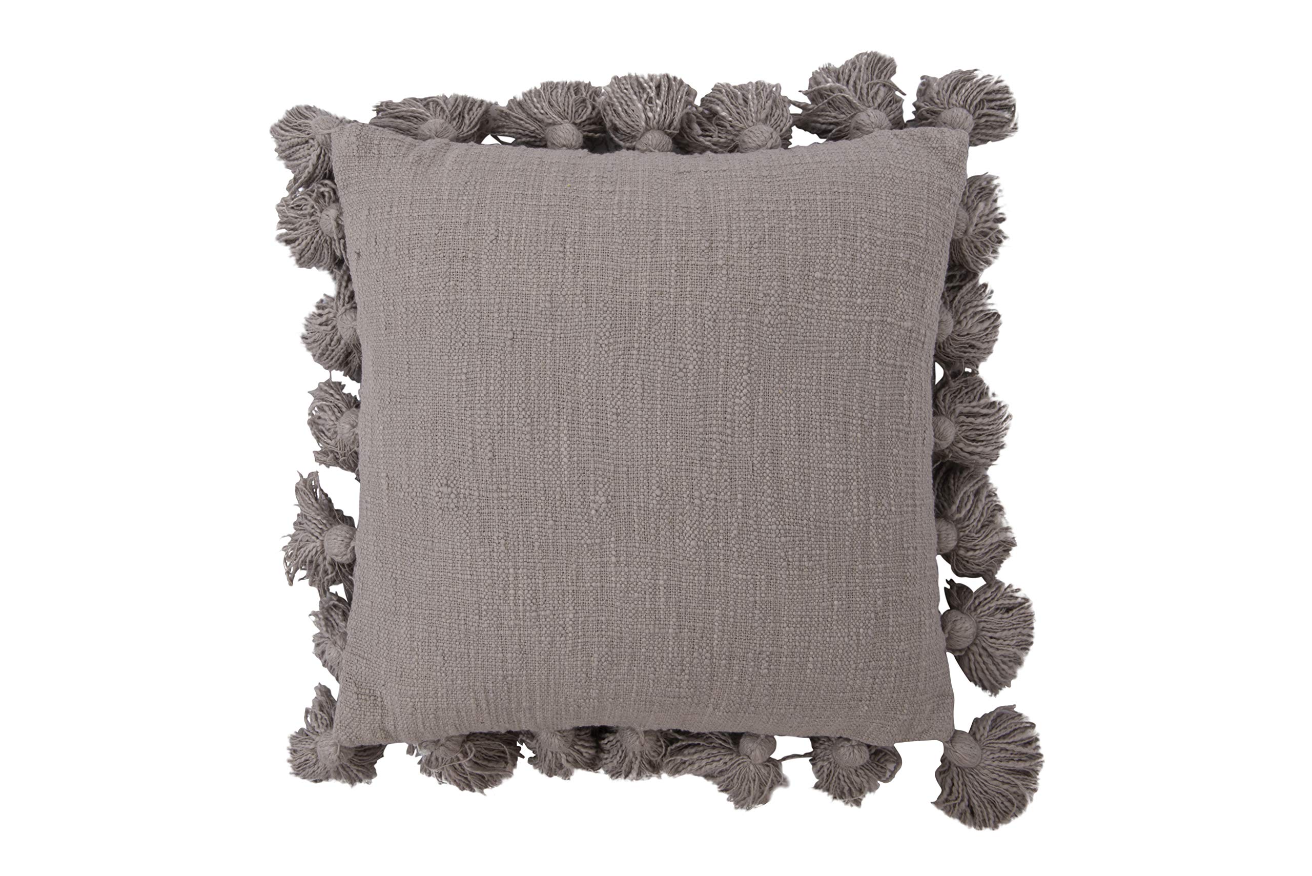 Amazon.com: Grey Square Cotton Pillow with Tassels : Home & Kitchen
