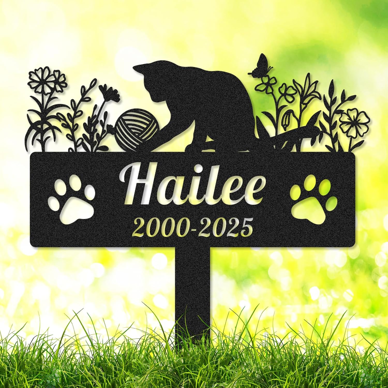 Amazon.com : Personalized Cats Memorial Grave Marker Custom Metal ...