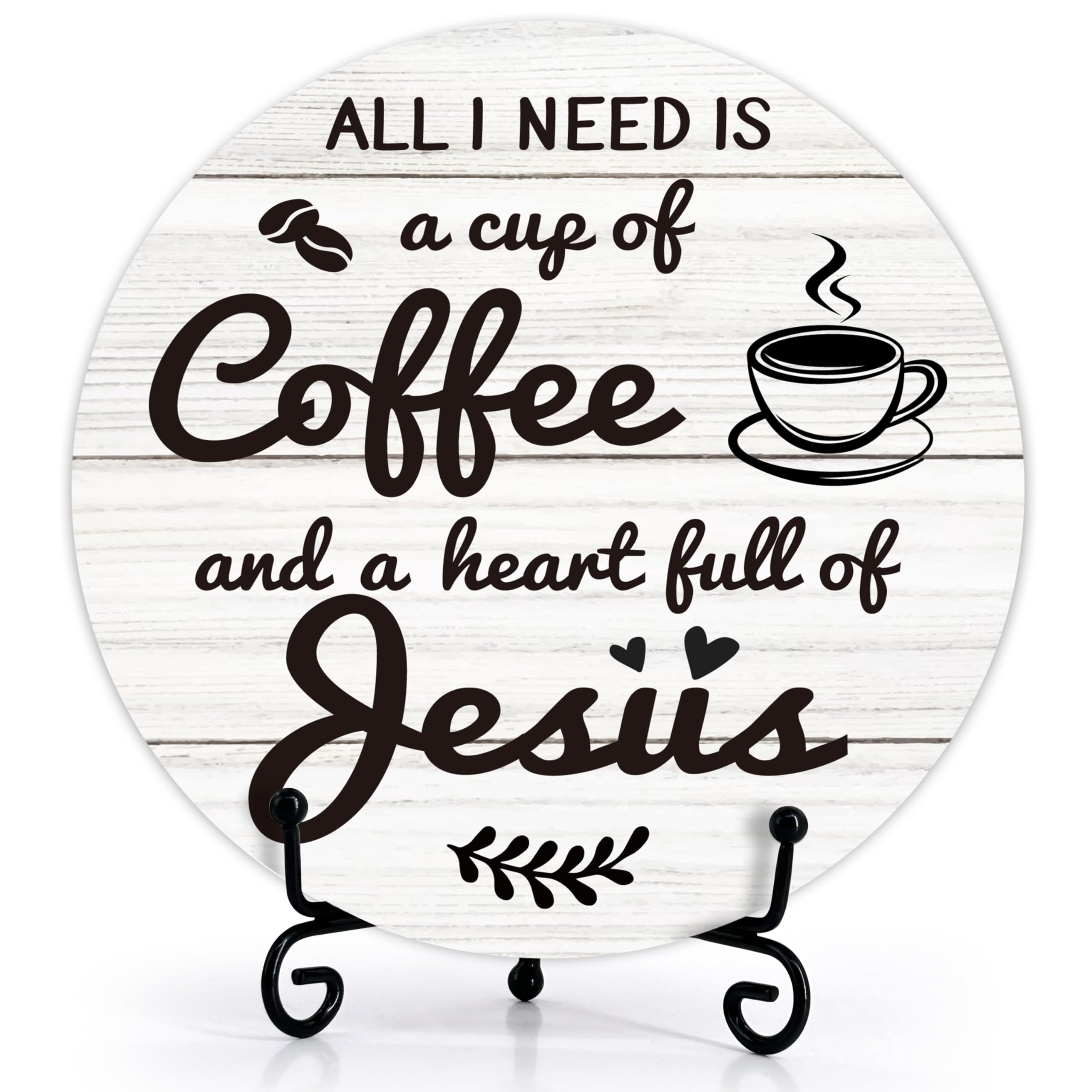 Amazon.com: Coffee And Jesus Wood Sign, Christian Coffee Decor For ...