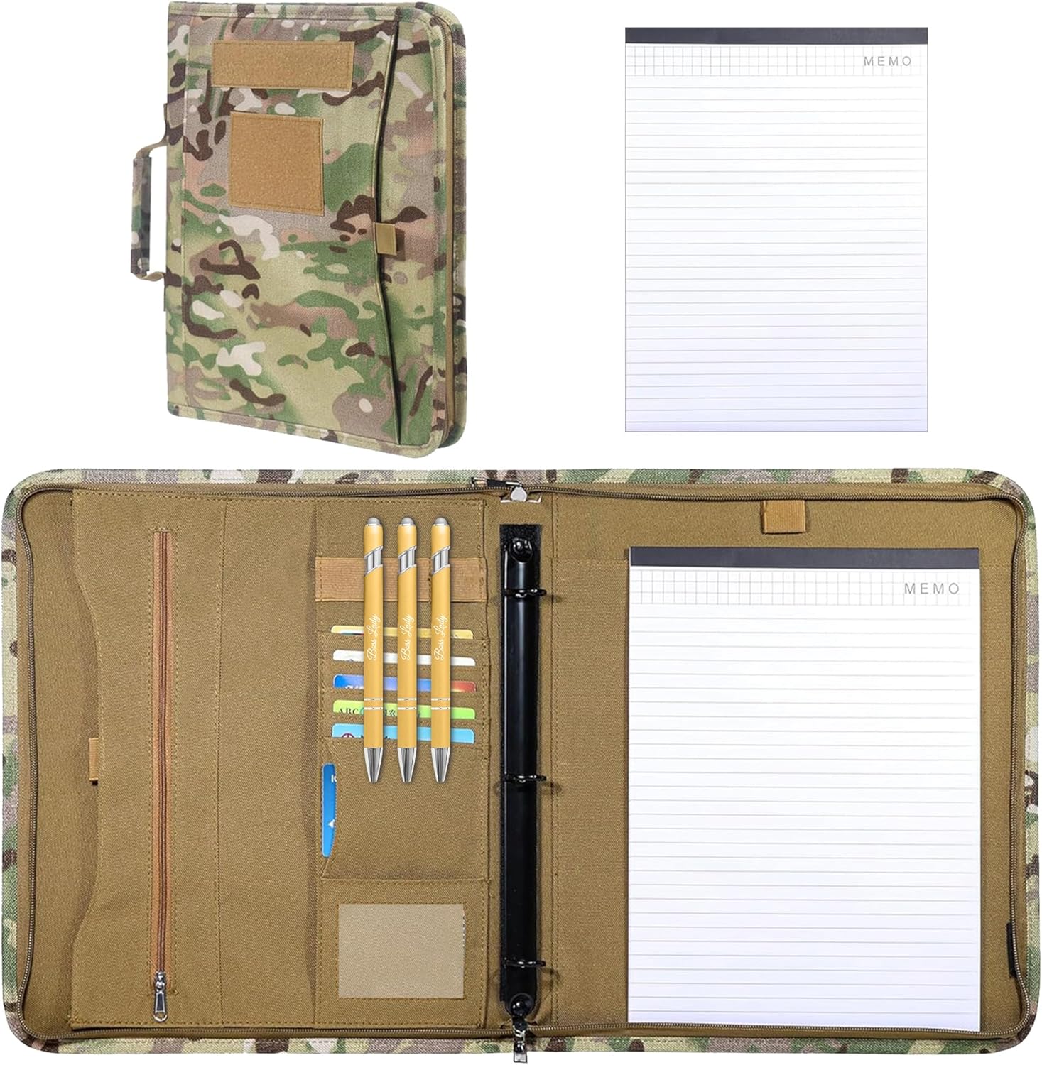 Amazon.com : Tactical Padfolio Binder with Aircraft Box and A4 Notepad 3 Ring Tactical Military ...