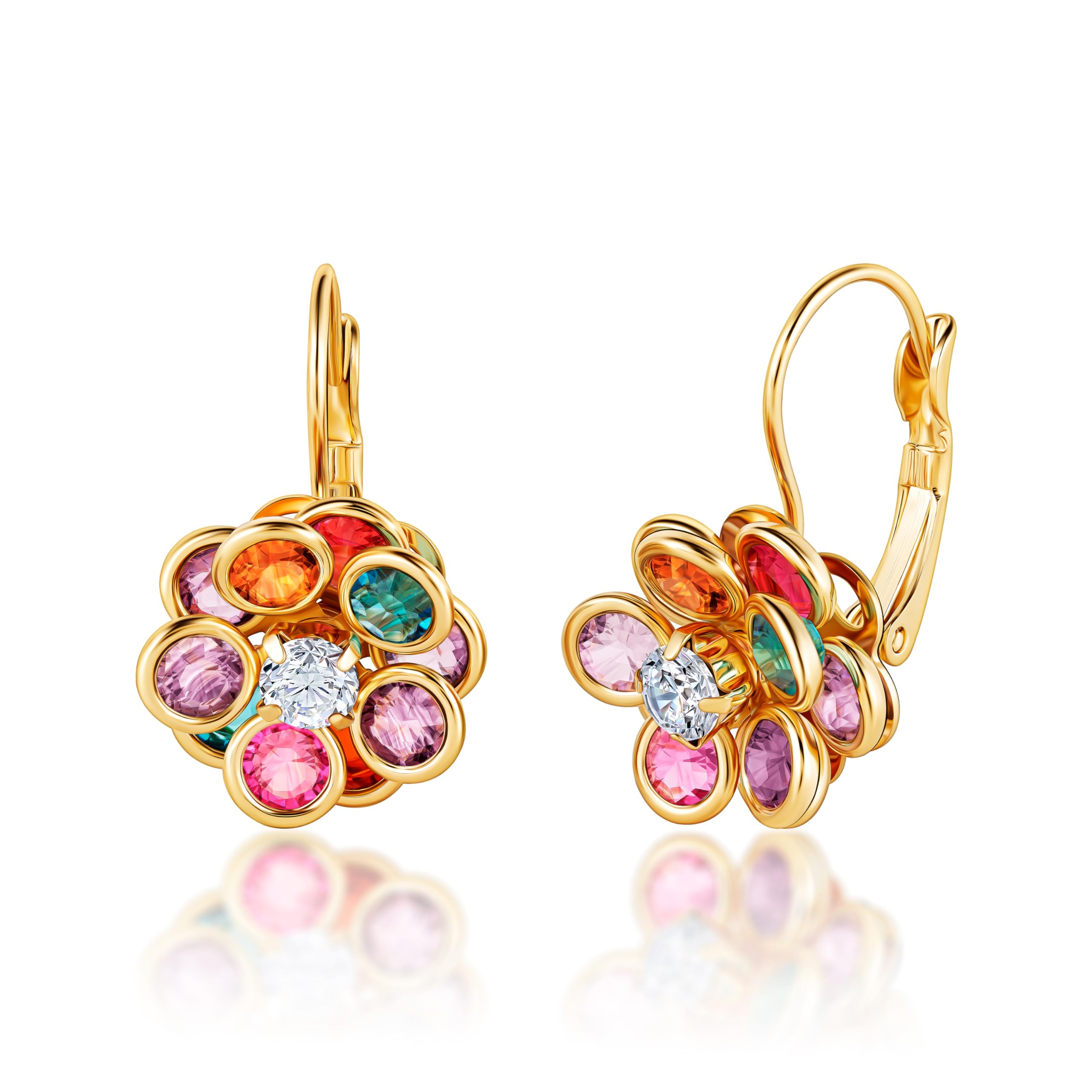 Amazon.com: Barzel 18K Gold Plated Multicolor Earrings, Lever Back ...