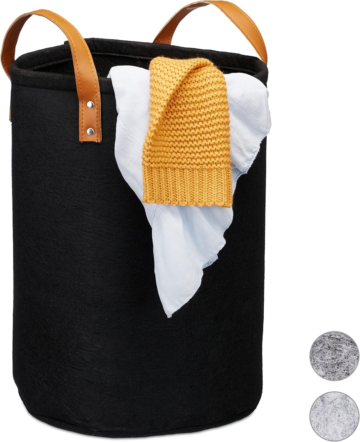 Relaxdays Panier à lessive en Feutre, poignée, 28l Corbeille de ...