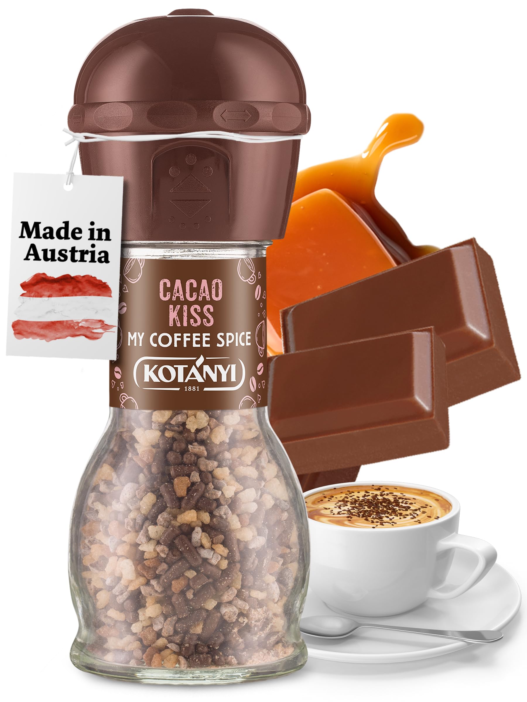 KOTÁNYI Cacao Kiss Kaffee Topping - Mit Schokoladen Krokant, gemahlenem ...