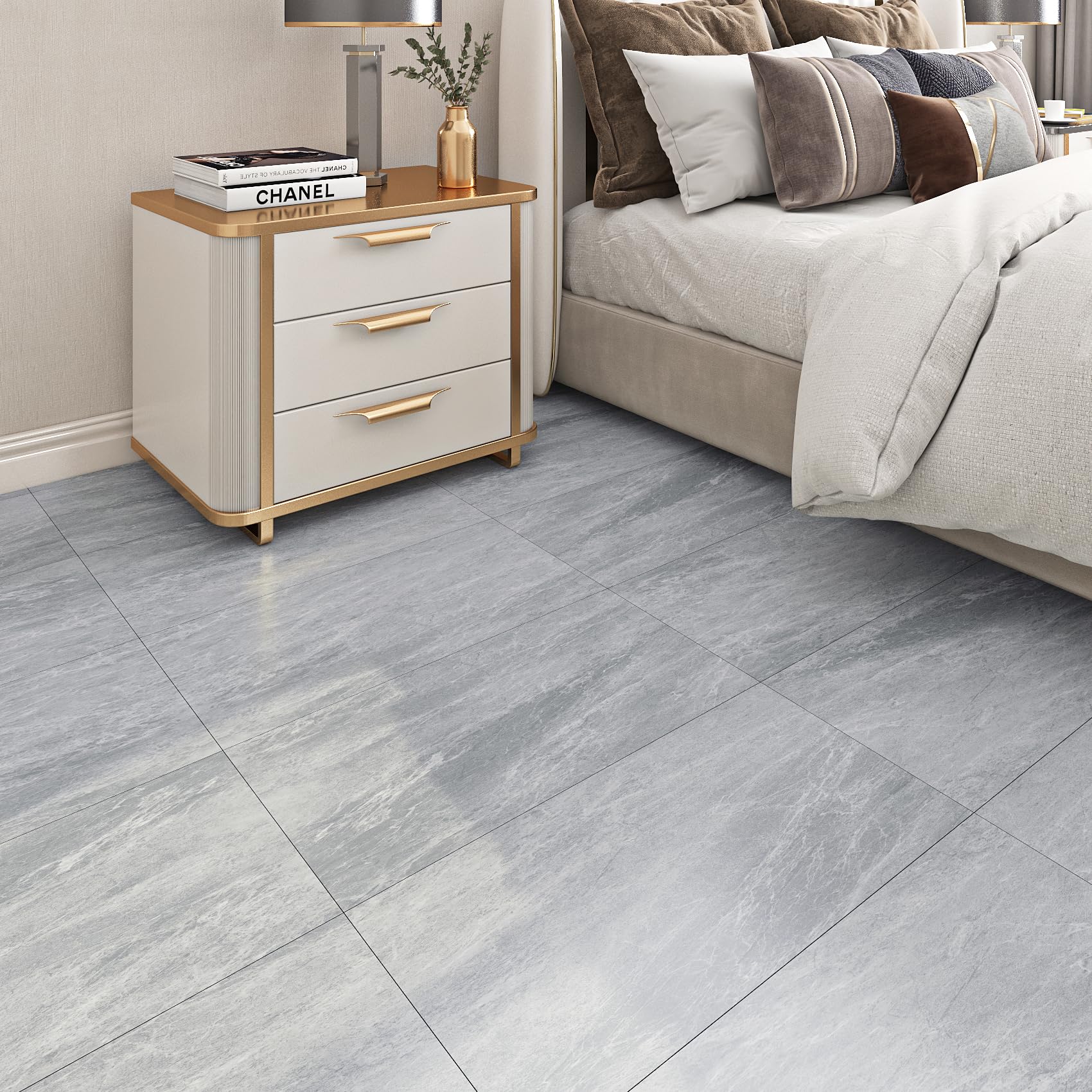 Snapklik.com : 12"x24" Grey Marble Peel And Stick Floor Tile Bathroom ...