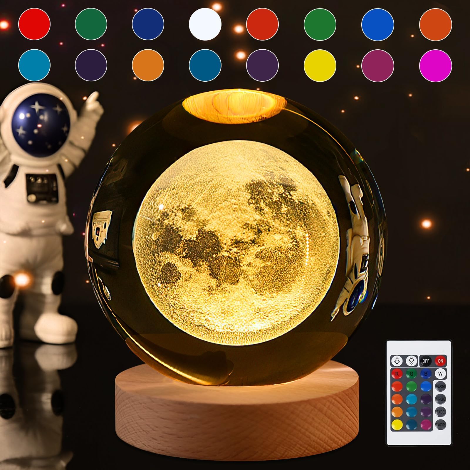 RUISTLI Lampara de Luna,Esfera Luna Lampara de Noche,Luna 3D Realista ...