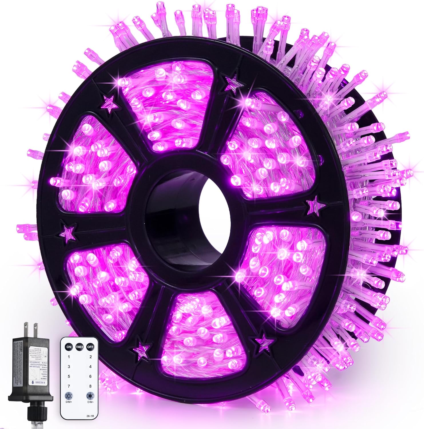 JMEXSUSS 600 LED Pink Christmas Lights for Room Decorations, Pink ...