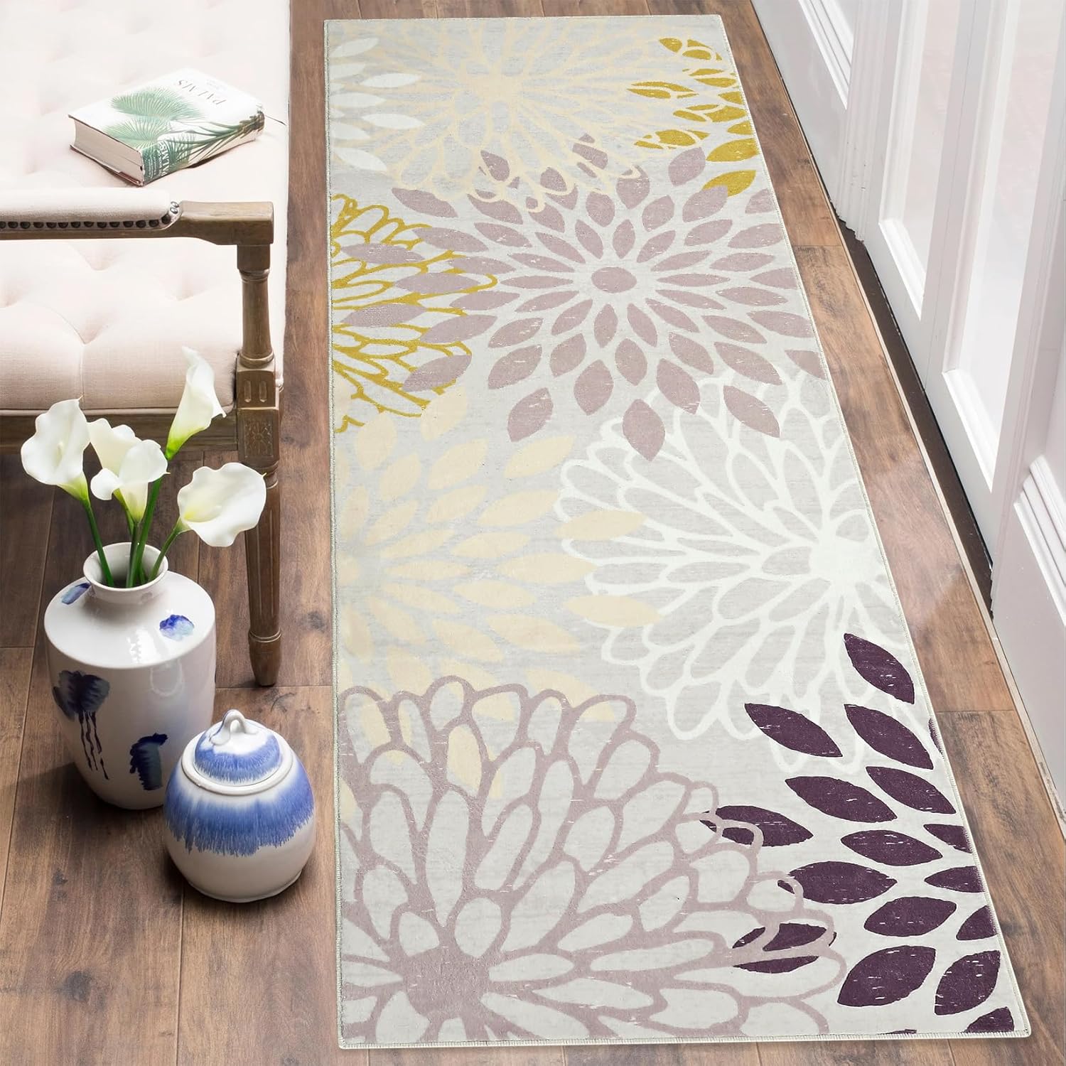 Amazon.com: ROYHOME Runner Rug Modern Floral Hallway Runner Rug ...