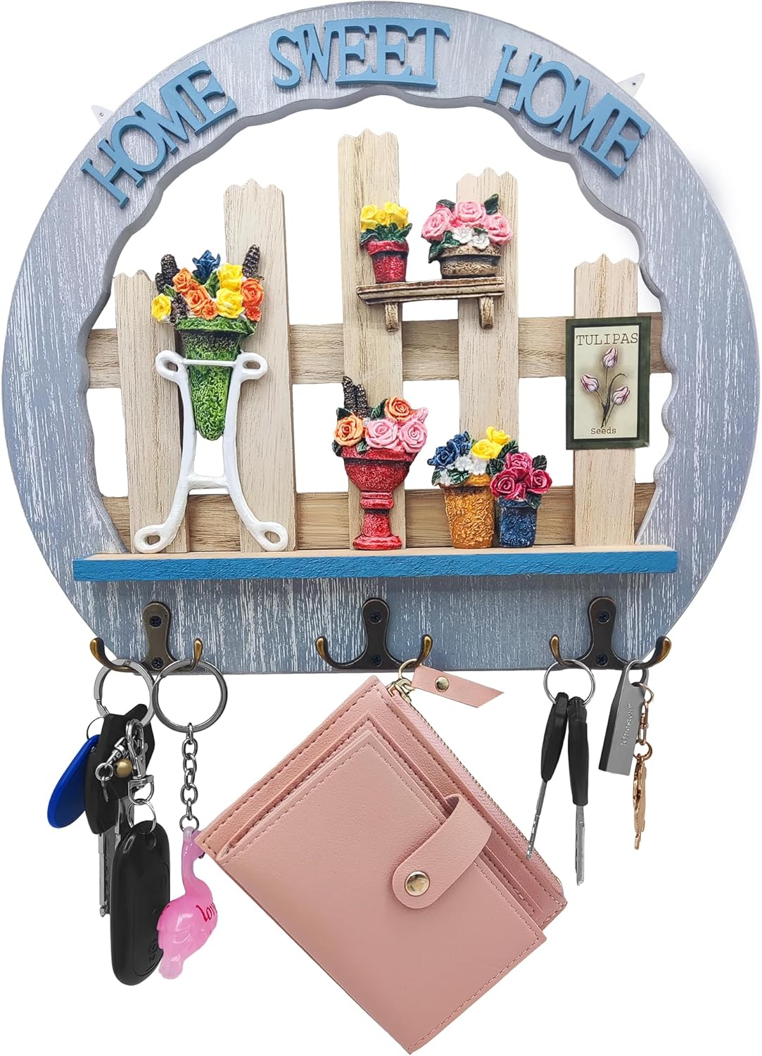 Amazon.com: Hutyio Key Holder Wall Mount, Wall Mounted Key Racks with 3 ...