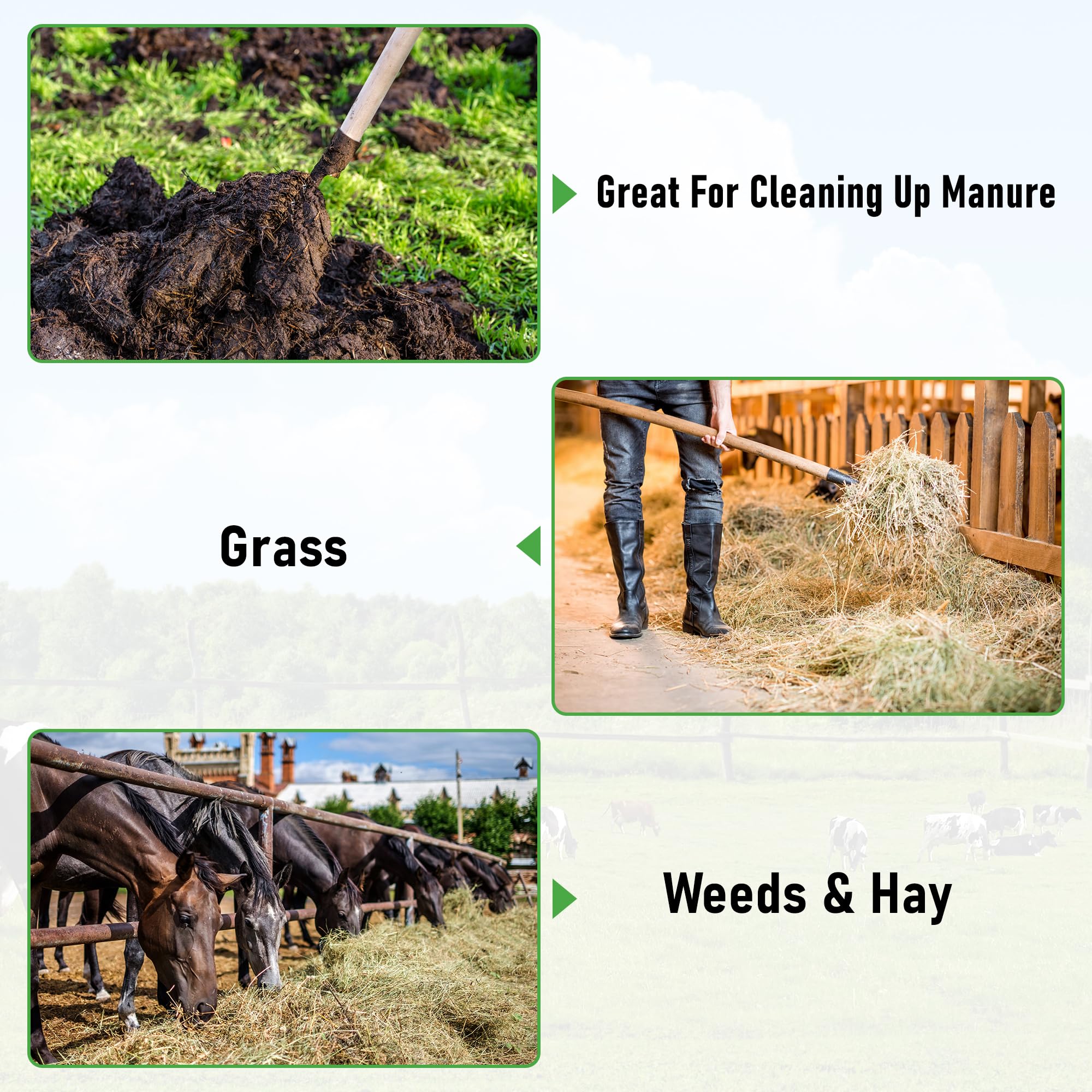 Horse Manure Fork 4PCS Metal Manure Fork Heads - 18 Tines Horse Manure ...
