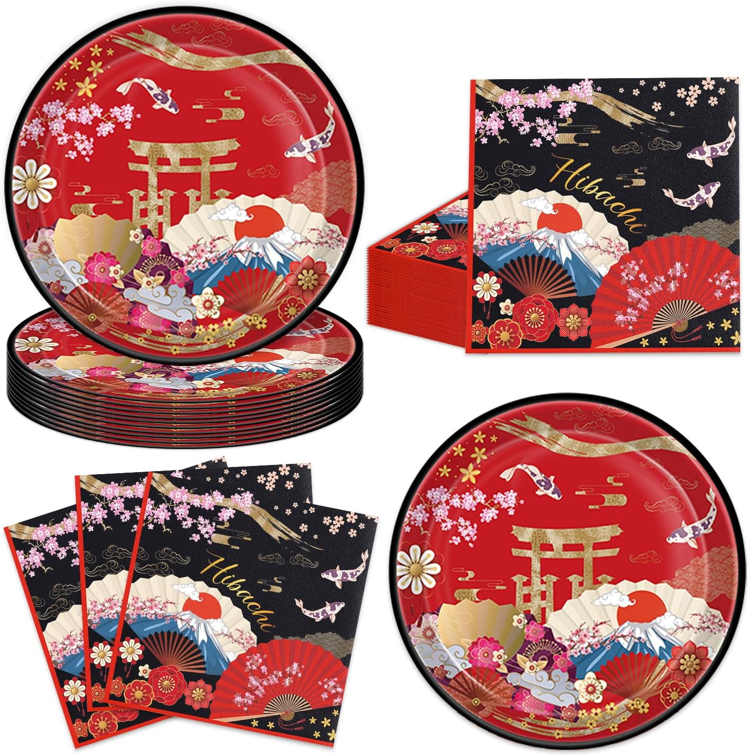 40pcs Hibachi Party Decorations Sushi Themed Paper Plates