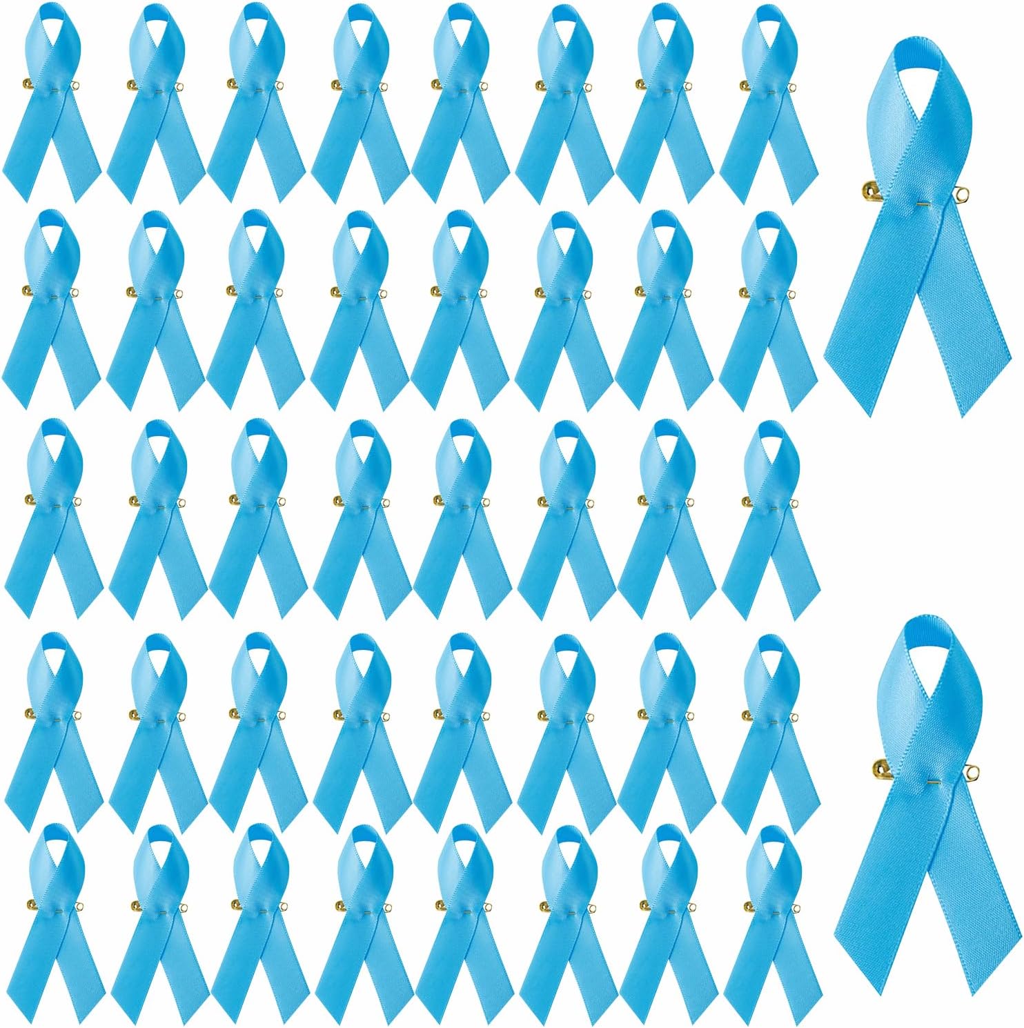 Amazon.com: 100pcs Teal Ribbon Awareness Satin Pins Cancer Awareness ...