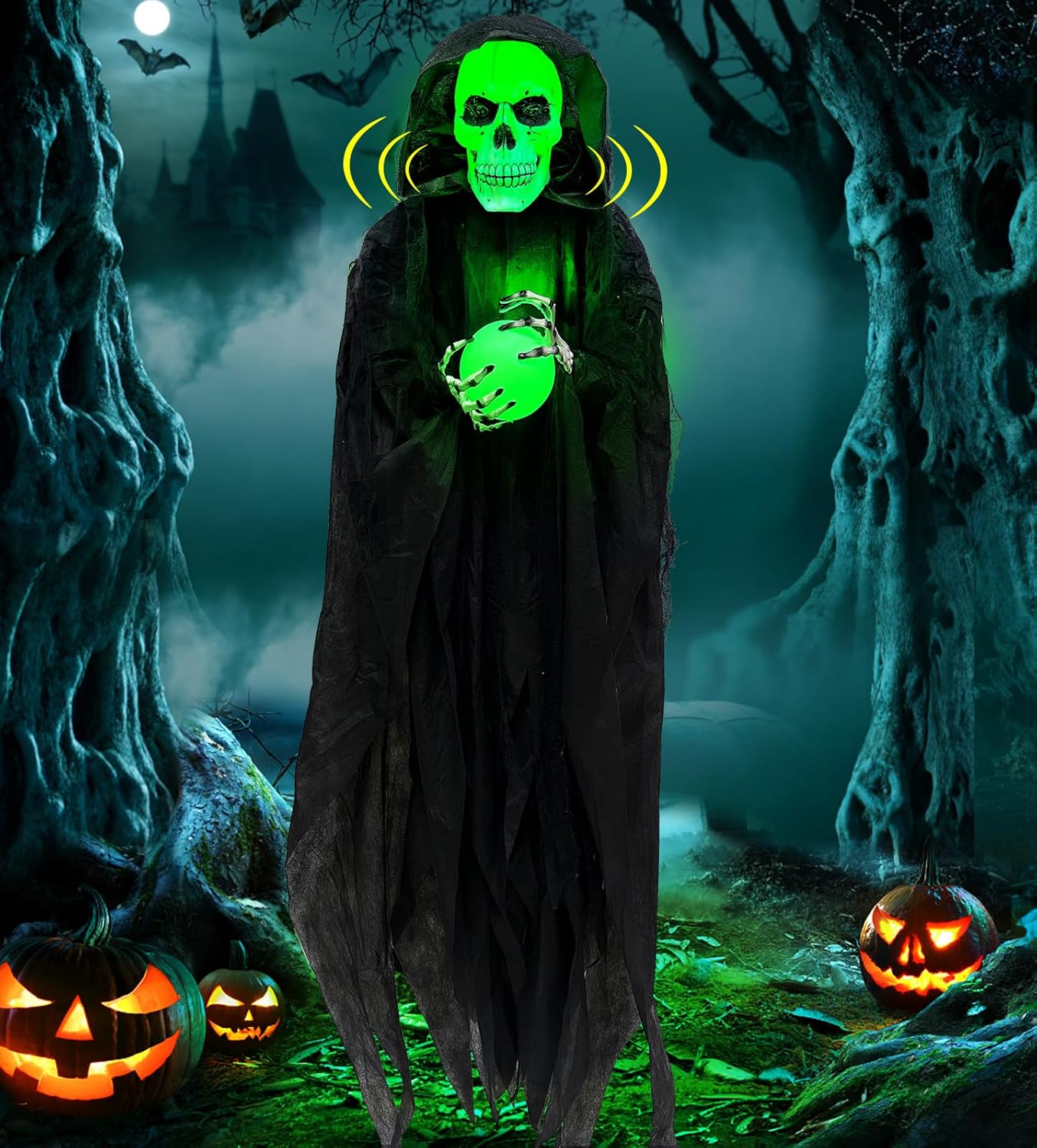 Amazon.com: [ Sound Activated ] 65" Halloween Animatronic Grim Reaper ...