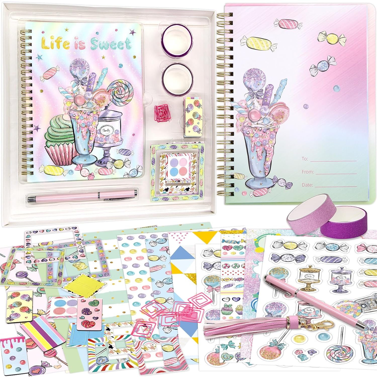 Amazon.com: DIY Journaling Set for Girls Gold Journal Kits Teenage 8-12 ...