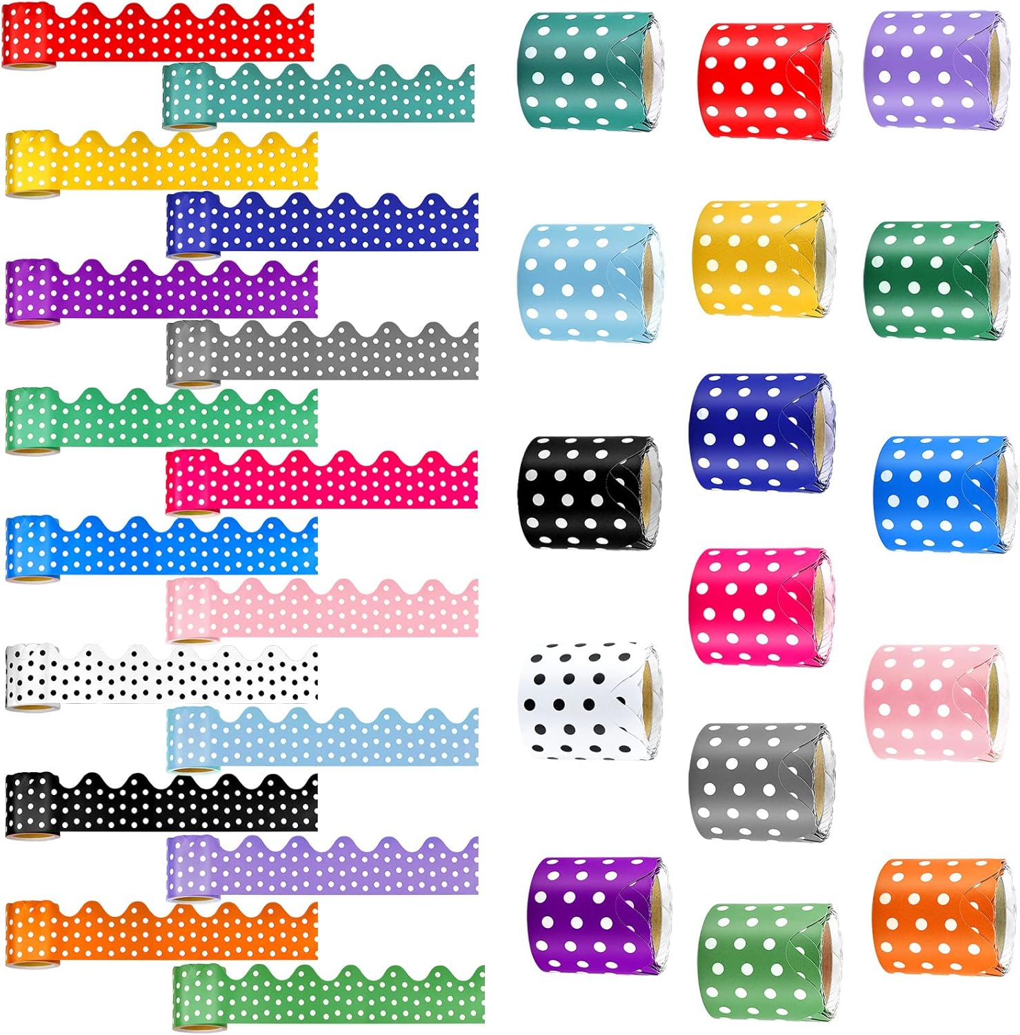 16 Rolls Polka Dot Rolled Border Scalloped Bulletin Board Borders ...