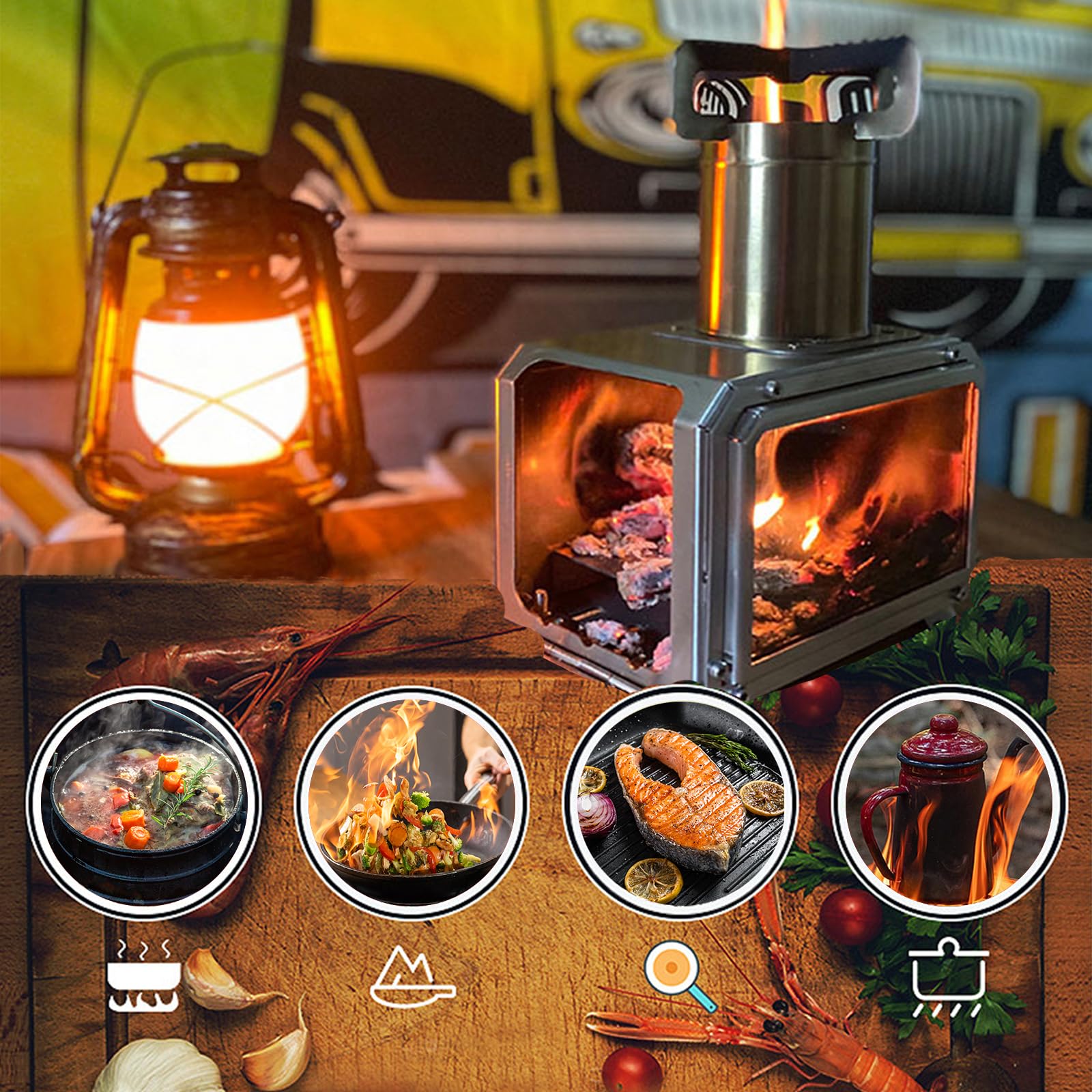 FOAPLE Wood Burning Camping Stove, Portable Camping Stove for ...