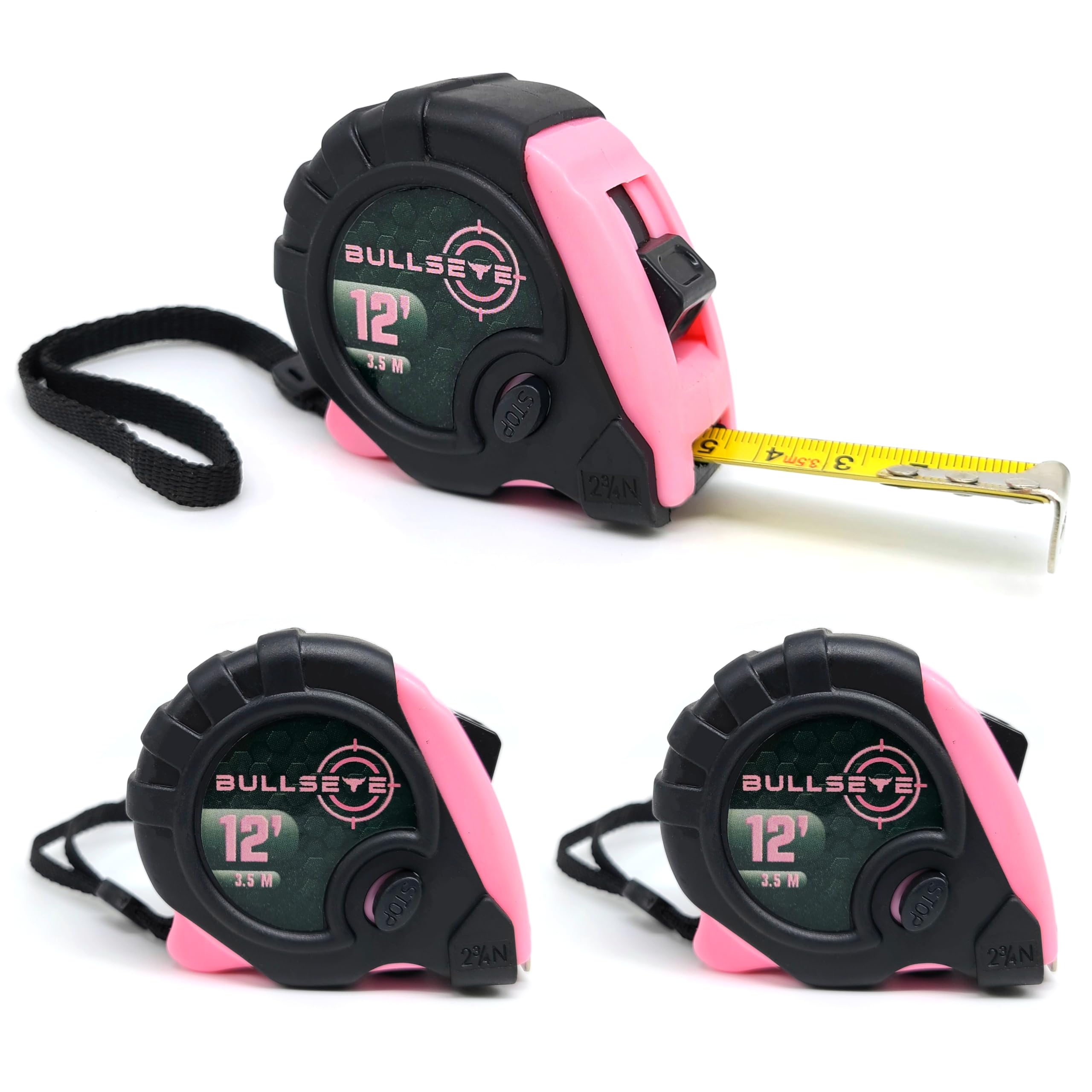 Bullseye Tape Measure 12 Foot 3-Pack | Pink | Small, Retractable ...