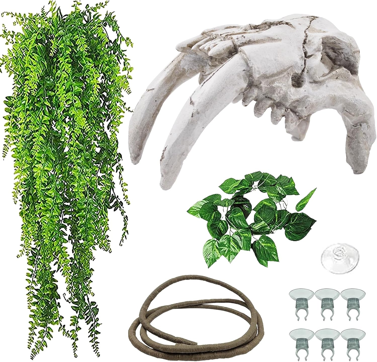 kathson Resin Sabertooth Tiger Skull Bearded Dragon Tank Accessories ...