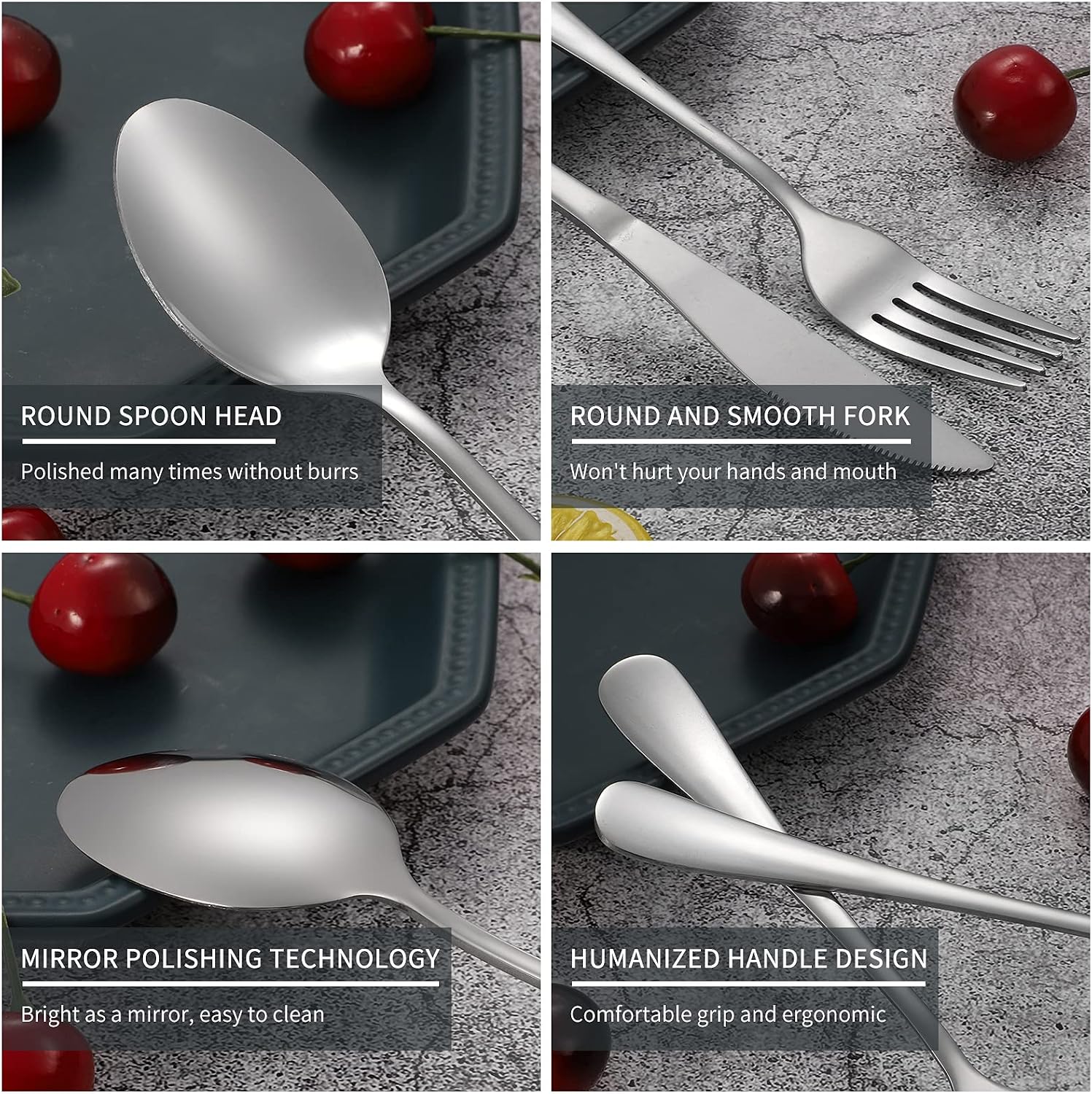 AMOLEY 2 Person Camping Cutlery, Stainless Steel Cutlery Set with Bag ...