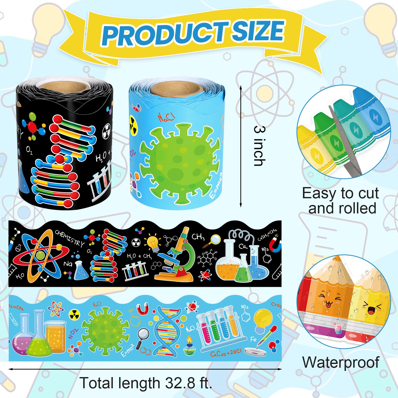 Snapklik.com : 2 Rolls Science Bulletin Board Borders, 65.6 Ft Science ...