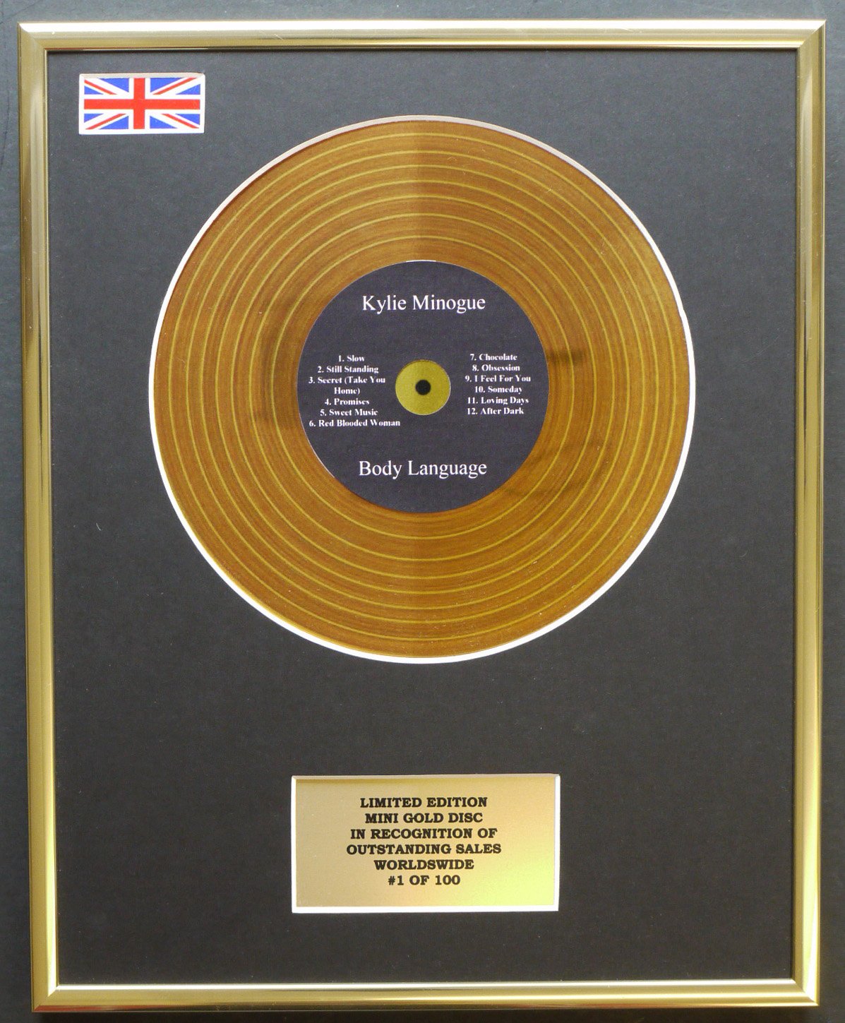Buy KYLIE MINOGUE/MINI GOLD DISC DISPLAY/LIMITED EDITION/COA/ BODY ...