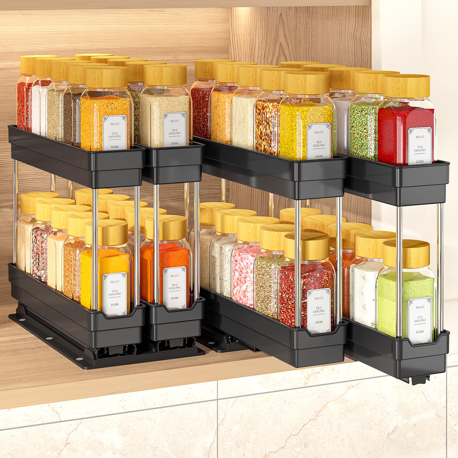 Amazon.com: CANTAMI 2 Pack Pull Out Spice Rack Organizer for Cabinet ...