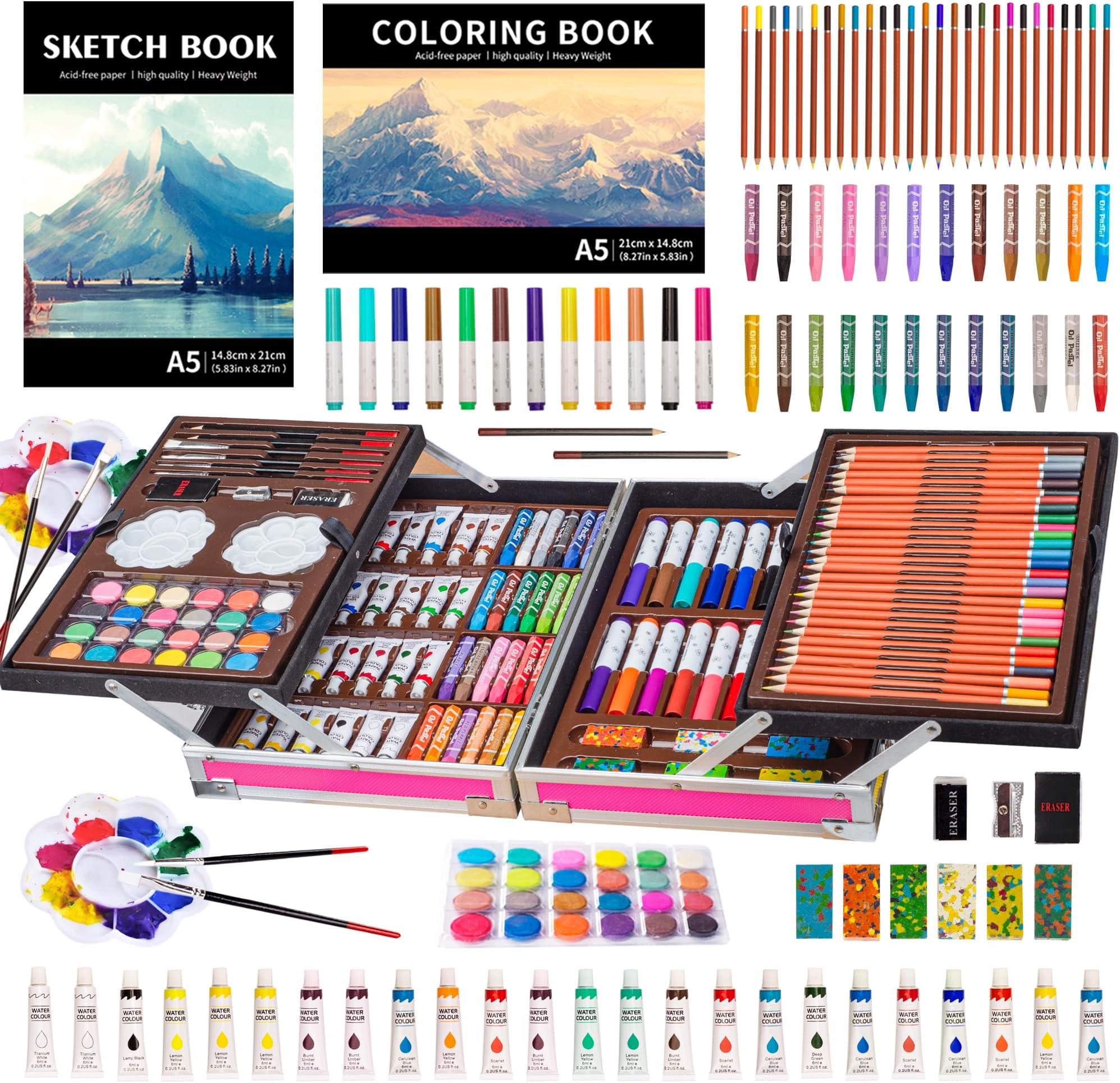 Amazon.com : JOY SPOT! 148 Pieces Deluxe Art Set with 3 Drawing Pads ...