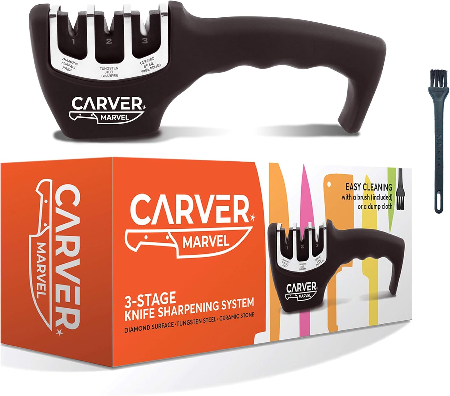 CARVER MARVEL Kitchen Knife Sharpener - Professional 3 Stage Kitchen ...