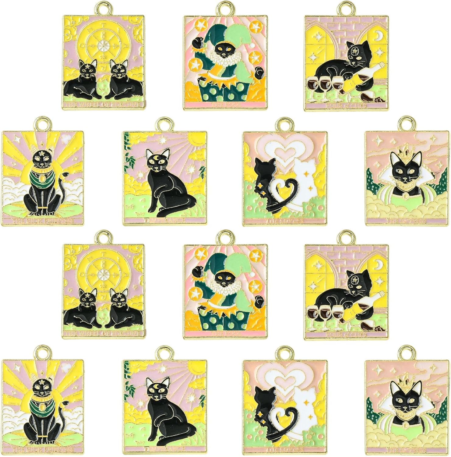 Amazon.com: KitBeads 14pcs 7 Styles Tarot Cat Charms Compass Sun Moon ...