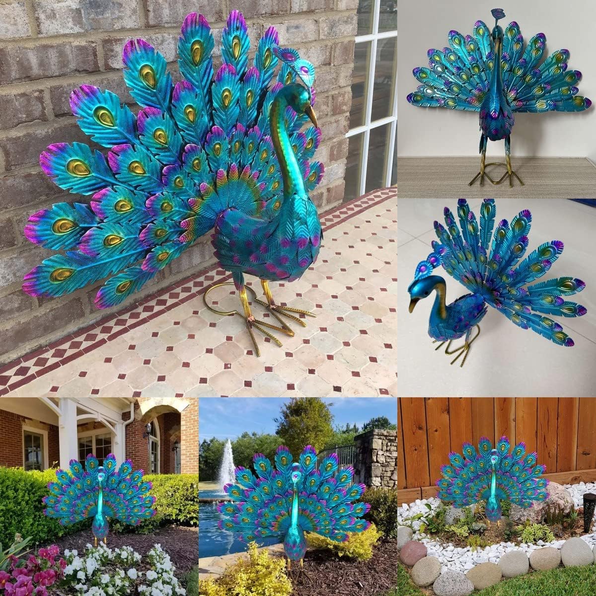 Amazon.com : Pacoco Metal Peacock Outdoor Statue - Lifelike Peacock ...