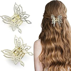 2 Piece Butterfly Hair Clips, Metal, Small Butterfly Hair Clips with ...